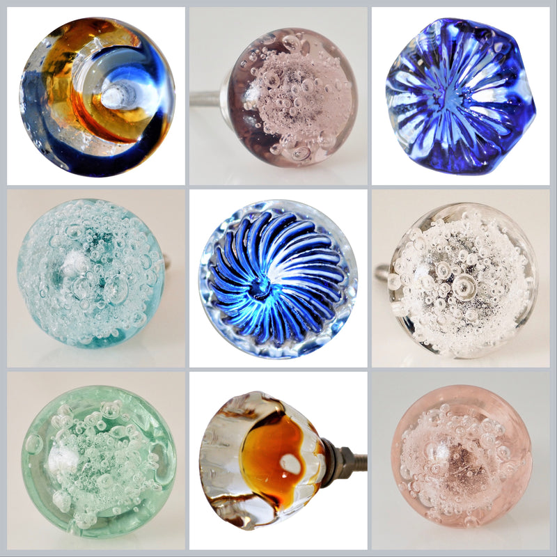Glass knob - Aqua Crystal Bubble | Charleston Knob Company - CHARLESTONKNOBCO