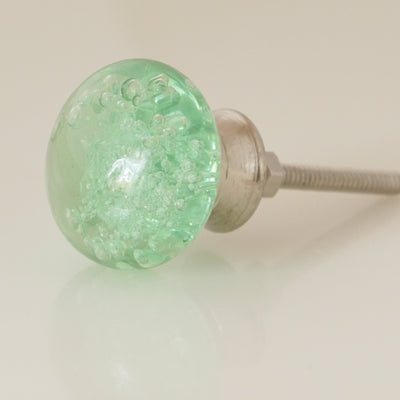 Glass knob - Aqua Crystal Bubble | Charleston Knob Company - CHARLESTONKNOBCO